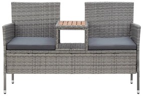 2místná zahradní lavice s čajovým stolkem 143 cm polyratan šedá - Default Title