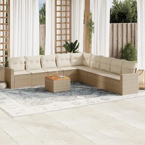 vidaXL 10dílná zahradní sedací souprava s poduškami polyratan [3256497] Barva: mix beige and light grey