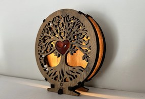 Li-Go "Strom života s achátovým srdcem" lampa 20x22 cm provedení povrchu: dub