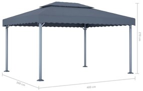vidaXL Marketos Altán 400 x 300 cm antracitový hliník
