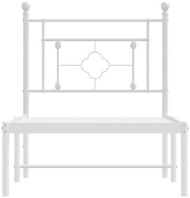 Kovový rám postele s čelem bílý 75 x 190 cm
