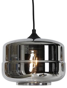 Art deco závěsná lampa černá s kouřovým sklem 6 světel - Wallace