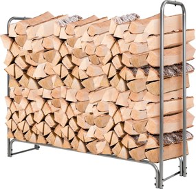 Costway Stojan na palivové dřevo venkovní kovový stojan – 153 × 35,5 × 122,5 cm