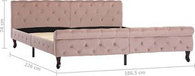 Rám postele růžový samet 180 x 200 cm 288569