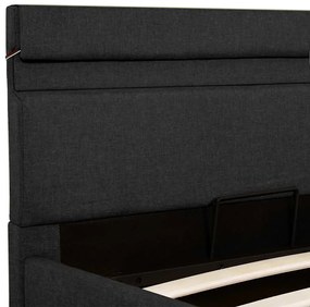 vidaXL Rám postele s úložným prostorem LED tmavě šedý textil 90x200 cm