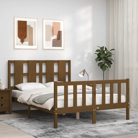 Rám postele s čelem medově hnědý 120 x 200 cm masivní dřevo,  3192229 HangarStore.cz