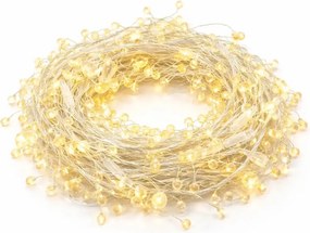 Eco Fix světelný řetěz venkovní s krystalky, 8 m, teple bílá, 80 diod, 36 V, čirý kabel, IP44