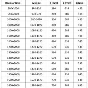 Mexen Exo, výklopné sprchové dveře 105 cm, čiré sklo, zlatá, 819-105-000-50-00