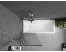 Mexen Next, 1-křídlová vanová zástěna 70 x 150 cm, 6mm sklo Ribs, ocelová, 895-070-000-00-09-97