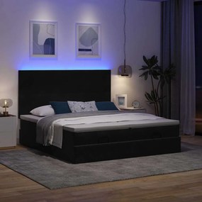 Osmanský rám postele s matrací černý 200x200cm samet 3314611