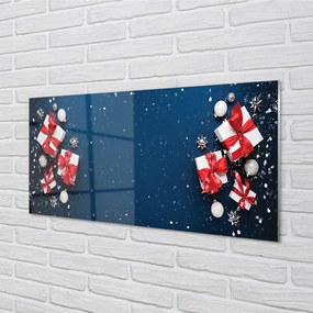 akrylový obraz Dárky cetky sníh 125x50 cm