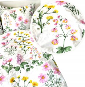 Povlečení Bavlněné 140x200 Jarní Polana Louka Květy Bzy Polska Bílá