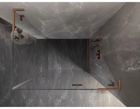 Mexen Lunar, L pravý výklopný sprchový kout 100 x 90 cm, 8mm čiré sklo, profil měděná matná, 834L-100-090-65-00-P