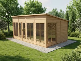 nejzahradnidomek.cz - Dřevěný domek PAMPA DE LUXE s pultovou střechou - Premium, barva natur, (3,2 × 5,2 m), R_PAMPA_DELUXE2