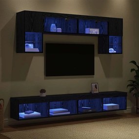 TV nástěnné jednotky s LED 6 ks Černý dub Kompozitní dřevo 3402964
