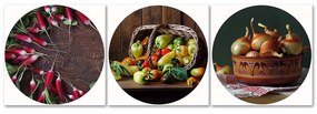 Gario Sada obrazů na plátně Čerstvá zelenina v košíku - 3 dílná Rozměry: 90 x 30 cm