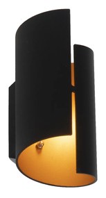 Chytré nástěnné svítidlo černé se zlatým vnitřkem včetně WiFi G9 - Faldo