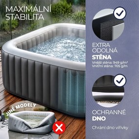 Nafukovací vířivý bazén OASIS pro 6 osob, čtvercový, černý Casaria