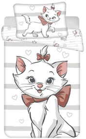 Jerry Fabrics Bavlněné povlečení 100x135 Marie Cat Bow bílá šedá povlak na polštář 40x60 JF24