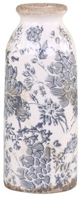 Keramická dekorační váza se šedými květy Melun -  Ø 8*20cm
