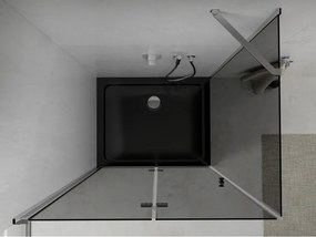 Mexen Lima, sprchový kout se skládacími dveřmi 80 (dveře) x 100 (stěna) cm, 6mm šedé sklo, chromový profil + slim sprchová vanička černá + chromový sifon, 856-080-100-01-40-4070