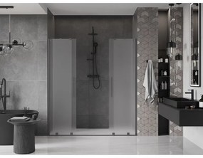Mexen Velar Duo, posuvné sprchové dveře do otvoru 170 cm, 8mm sklo námraza, broušený grafit, 871-170-000-32-95