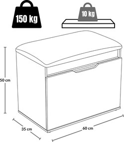 Botník s sedákem a úložným prostorem VIRA, 60 x 50 x 35 cm, černá