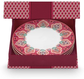 Pip Studio Flower Festival Oriental sada 4 kusů talířů Ø21cm, růžová (Luxusní dárkové balení 4 kusů talířů)