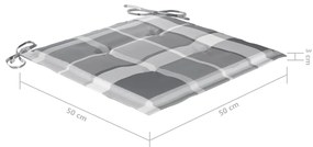 vidaXL Marketos Houpací křeslo s šedou károvanou poduškou masivní teak