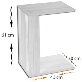 Odkládací stolek PASIFIC 61x43 cm bílá