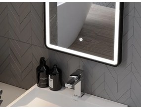 Mexen Coro podsvícené koupelnové zrcadlo 45 x 120 cm, LED 6000K, ventilátor, Černá rama - 9817-045-120-611-70