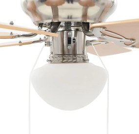 Ozdobný stropní ventilátor se světlem 82 cm světle hnědý - Default Title