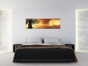 Obraz oranžových mračen (170x50 cm)