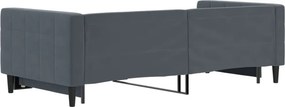 Válenda s přistýlkou tmavě šedá 90 x 200 cm samet 3196692