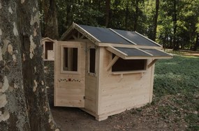 nejzahradnidomek.cz - Dětský dřevený domek TOYSHOP s pultíkem, barva natur, (1,7 × 1,8 m), DD_TOY