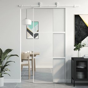 vidaXL Posuvné dveře 90 x 205 cm čiré ESG sklo a hliník [155205] Barva: Černá a průhledná a matná