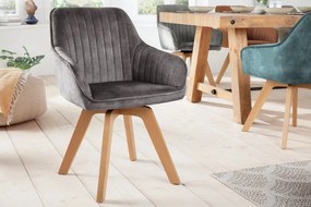 Invicta Interior Designová sametová židle otočná šedá - Lorius