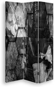 Ozdobný paraván, Tajemství šedi - 110x170 cm, třídílný, korkový paraván