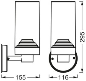 Ledvance - Venkovní nástěnné svítidlo AMBER 1xE27/20W/230V IP44