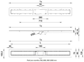 HOPA Odtokový žlab STANDARDline MEDIUM Rozměr A - 100 cm, Varianta roštu - Medium - OLPZLABST99