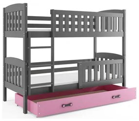 Dětská patrová postel KUBUS s úložným prostorem 90x200 cm - grafit Ružové
