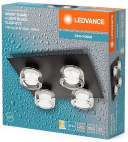 Ledvance -LED Koupelnové stropní svítidlo ORBIS FLAME 4xLED/5,5W/230V IP44 černá