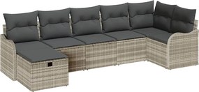 Set pohovek 7 ks Světle šedá polyratan 3359001