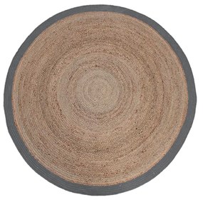 Přírodní/šedý kulatý koberec Braos M z juty, 90x90 cm