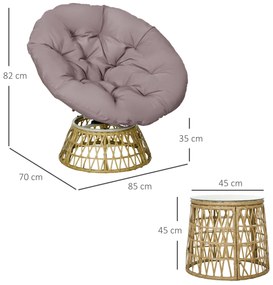 Zahradní nábytek Outsunny 3-dílná bistro souprava s konferenčním stolkem a 2 židlemi, zahradní sedací souprava s polštáři, balkonový nábytek na teras…