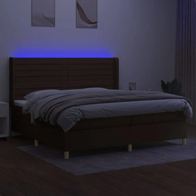 Box spring postel s matrací a LED tmavě hnědá 200x200 cm textil 3138984