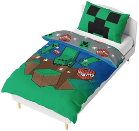 Oboustranné bavlněné ložní povlečení Minecraft Creeper Explode - 100% bavlna - 70 x 90 cm + 140 x 200 cm