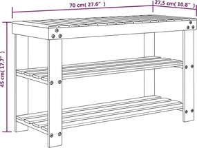 vidaXL Botník 3patrový 70 x 27,5 x 45 cm bambus [373365]