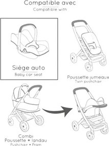 SMOBY Autosedačka a židlička 3v1 Maxi-Cosi  Quinny béžová / Pro panenk