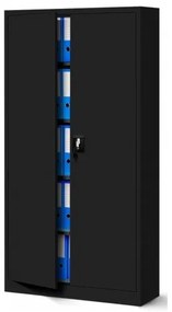 JAN NOWAK - Kovová policová skříň JANA se zámkem - černá - rozměr 185x90 cm - 3D6338